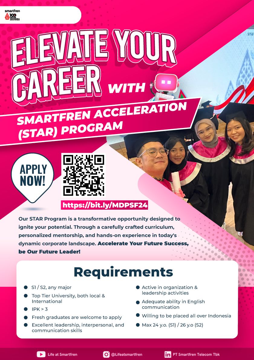 Memanggil Fresh Graduate! Smartfren Telecom Buka Program Management Trainee